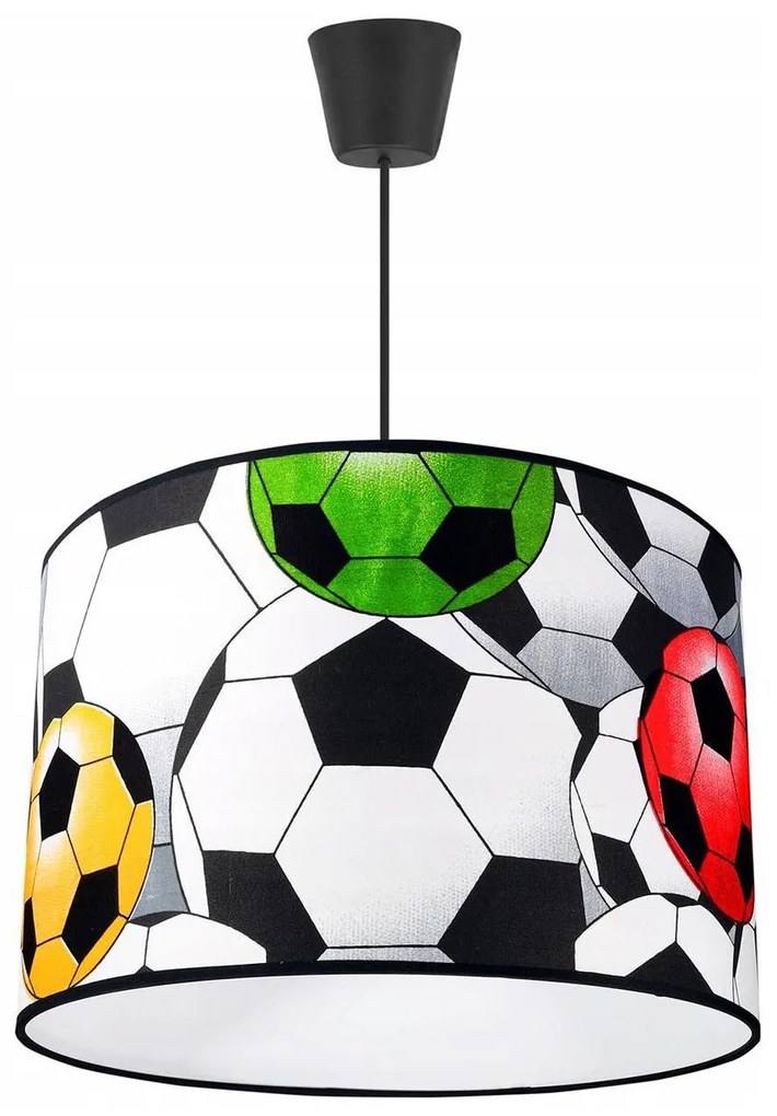 Dětské závěsné svítidlo Soccer, 1x textilní stínítko se vzorem, (výběr ze 3 barev konstrukce)