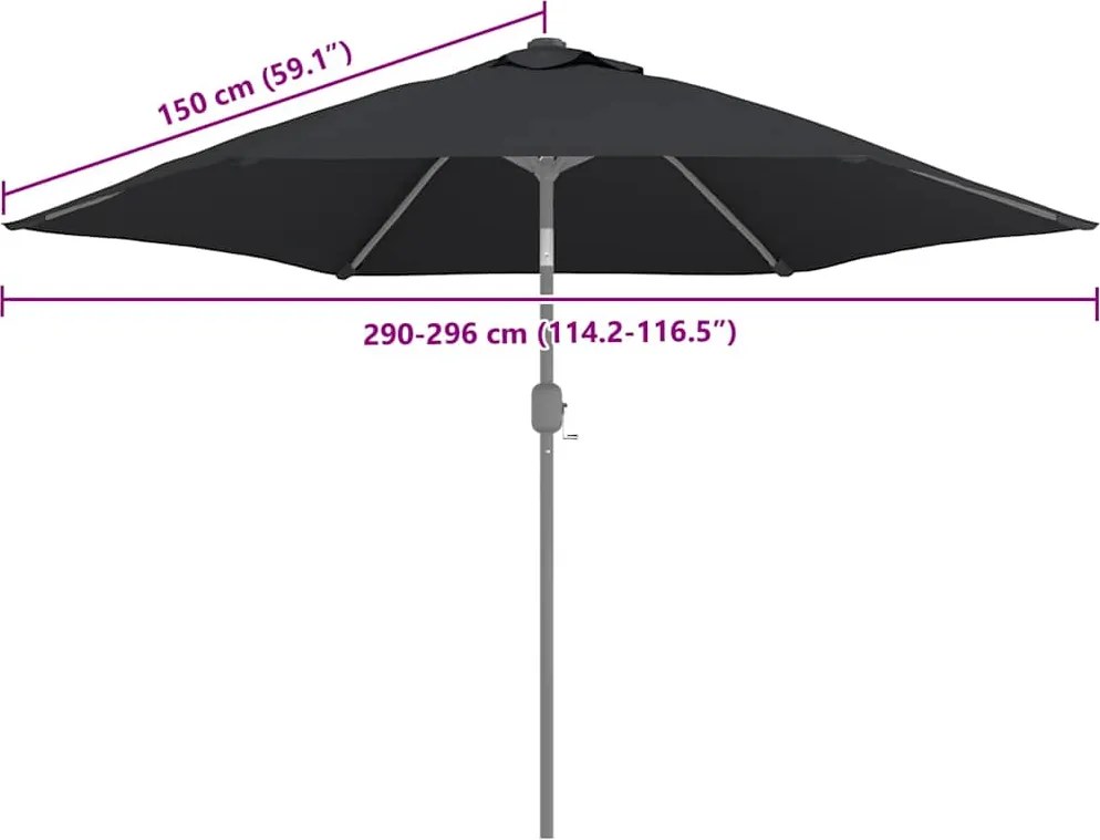 Náhradní potah na zahradní slunečník černý 300 cm 313798