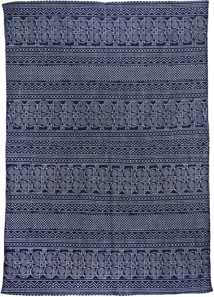 MADAM STOLTZ Bavlněný koberec s potiskem Blue 120x180 cm, modrá barva, textil