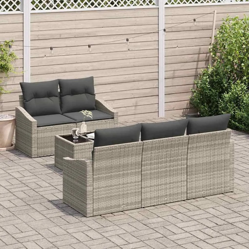 Set pohovek 6 ks Světle šedá polyratan 3346602