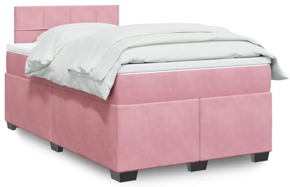 Box spring postel s matrací růžová 120 x 200 cm samet 3288587