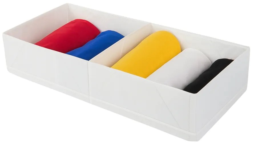 VERK GROUP Organizér do šatny, 2 přihrádky, textilní bílý 51 x 20 x 10 cm