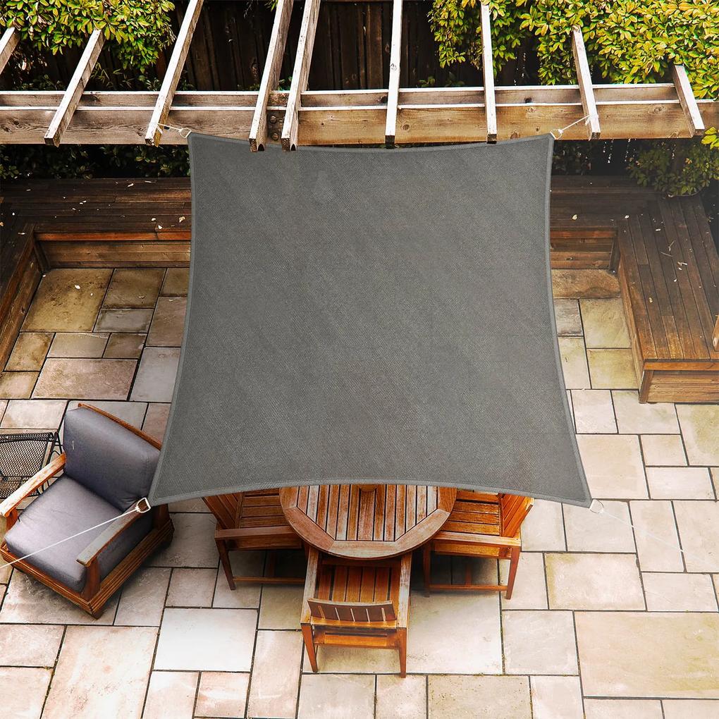Čtvercová sluneční clona, 5 × 5 m, polyester, prodyšná