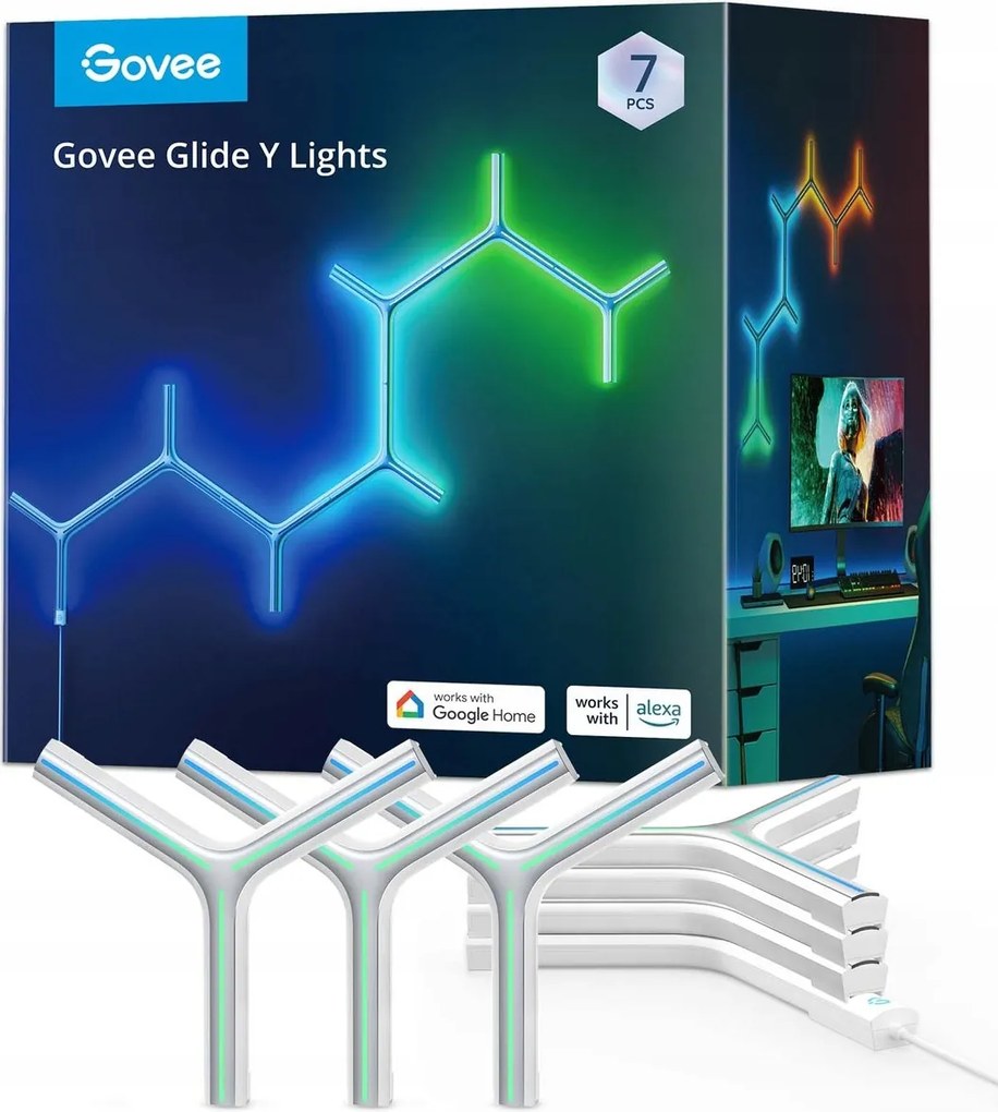 Světelný Panel Led Osvětlení Govee H6065 7PACK Rgbic 2.4GHZ Gaming Wi-fi