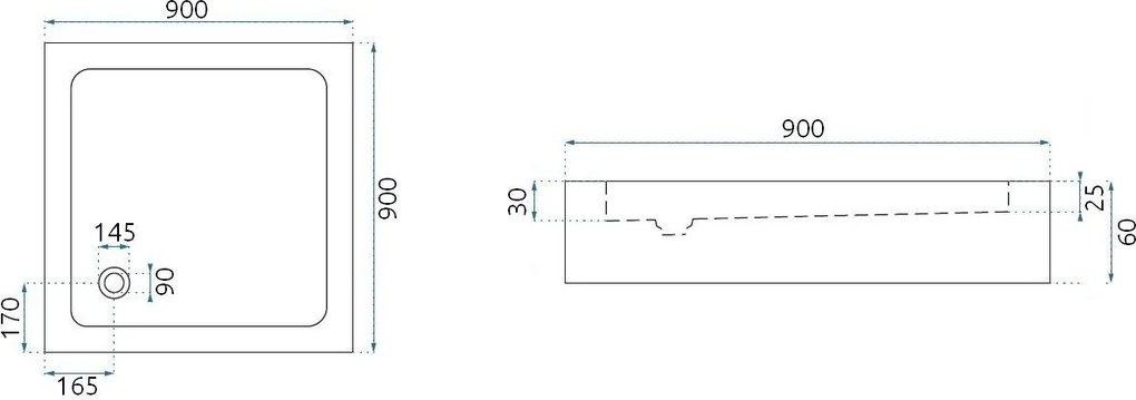 Rea, Sprchový kout REA City 90x90 Nickel Brush, KPL-E0058