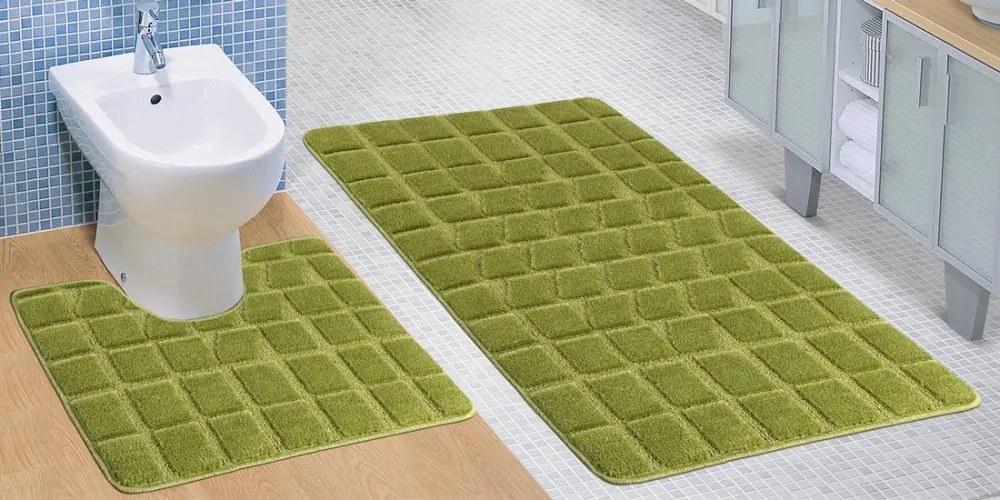 Kvalitex Koupelnová a WC předložka zelený mech SADA 60 x 100 cm + 60 x 50 cm