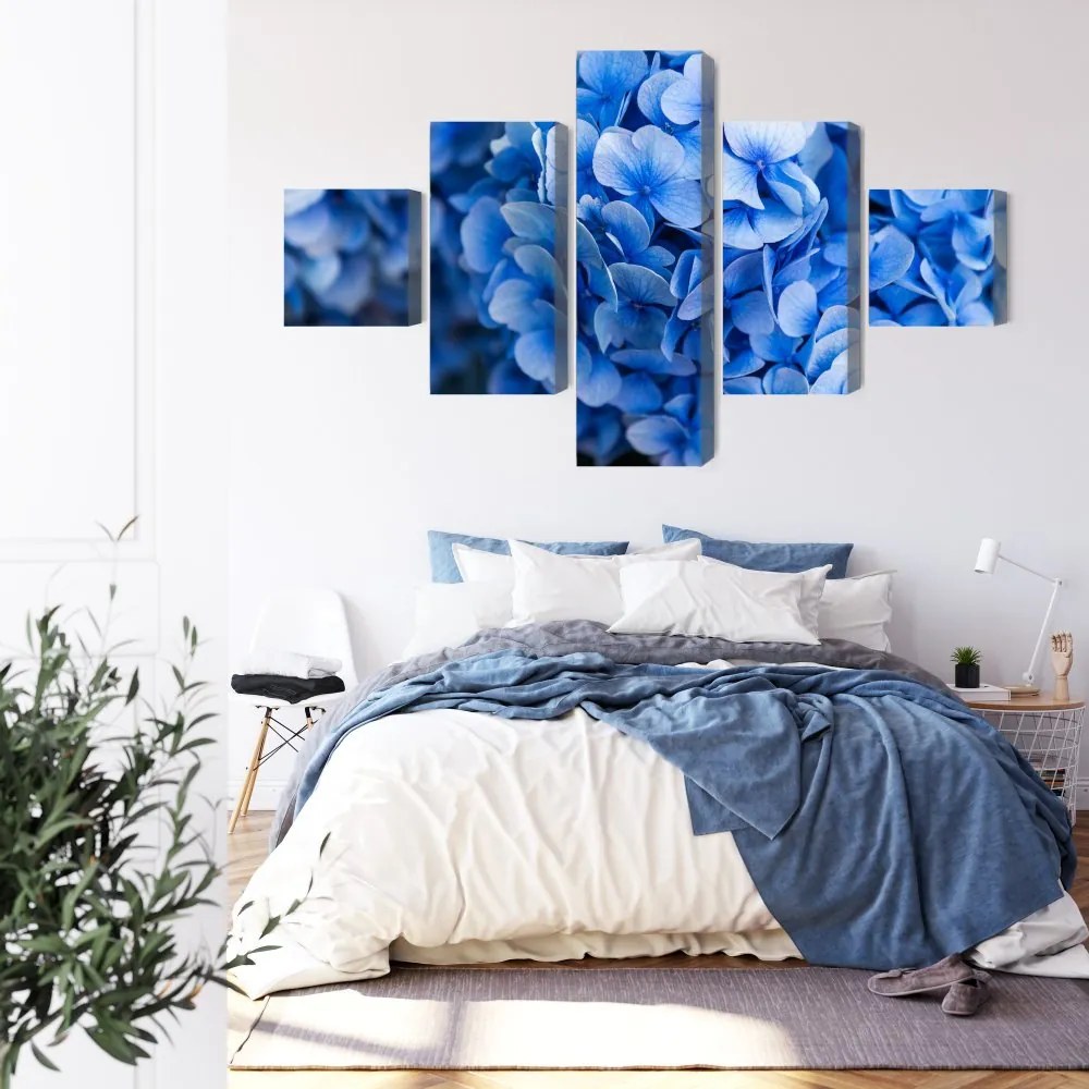 Vícedílný obraz Modré Květy Hortenzie Zblízka Nedostatek Nedostatek Plátno Canvas 200x120