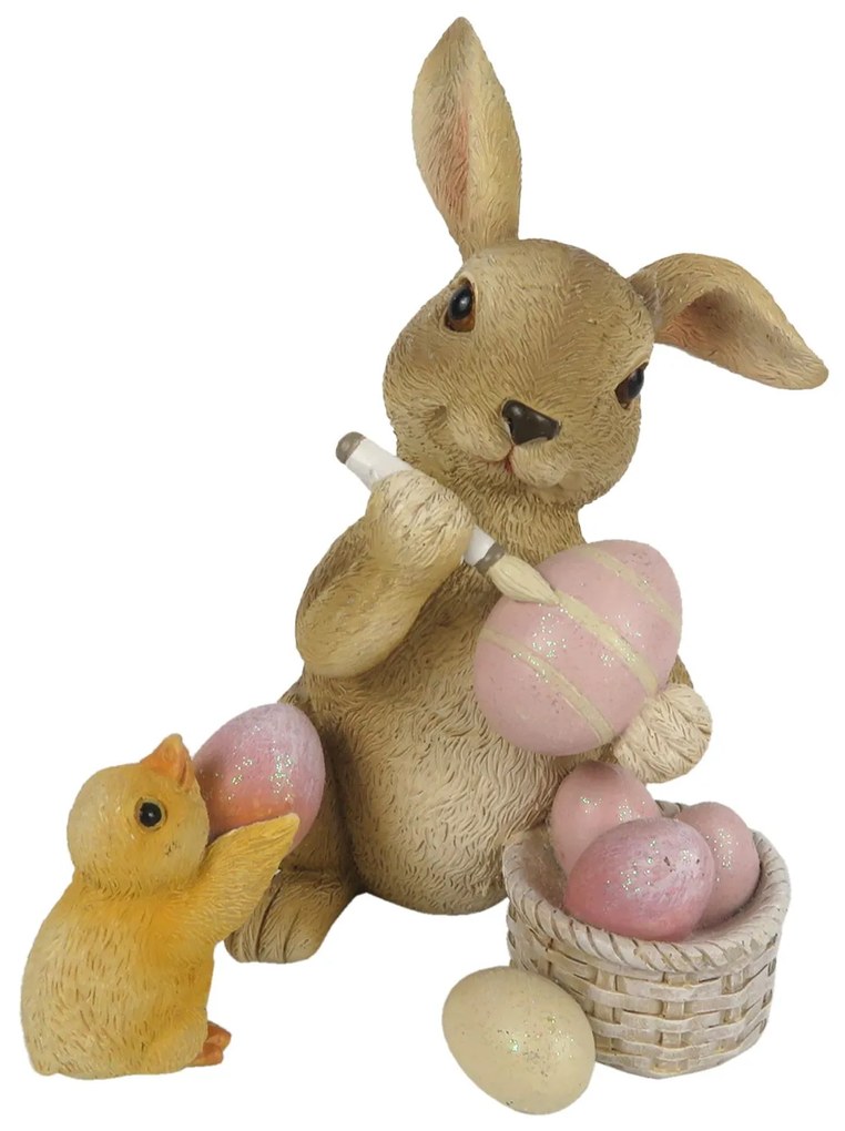 Velikonoční dekorace králíčka s vajíčky - 9*9*13 cm
