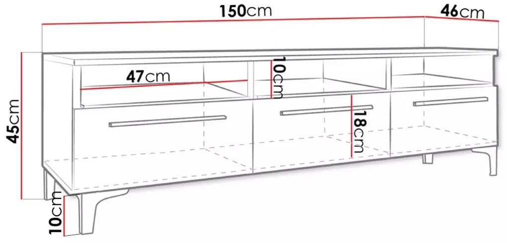 Televizní stolek na nožičkách BADI - bílý