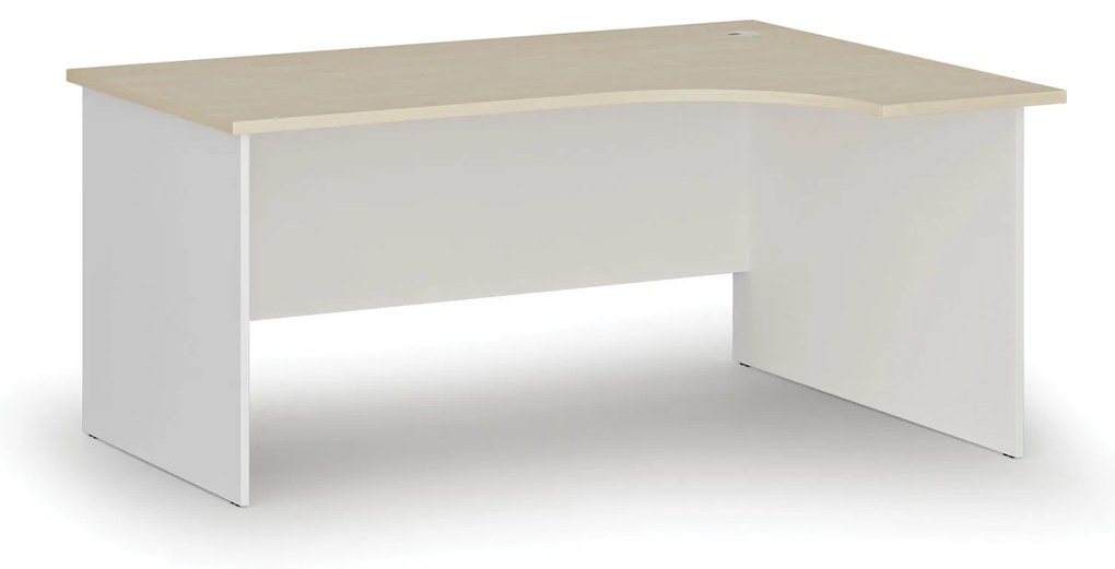 Rohový kancelářský psací stůl PRIMO WHITE, 160x120 cm, pravý, bílá/bříza