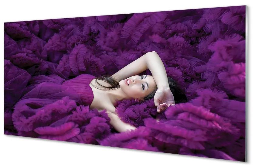 Obraz na skle Žena purple 140x70 cm