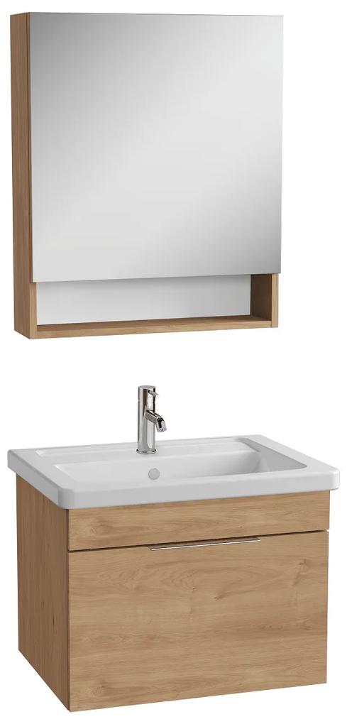 Koupelnová skříňka s umyvadlem a zrcadlem VitrA Mia 64x49x45 cm zlatý dub mat