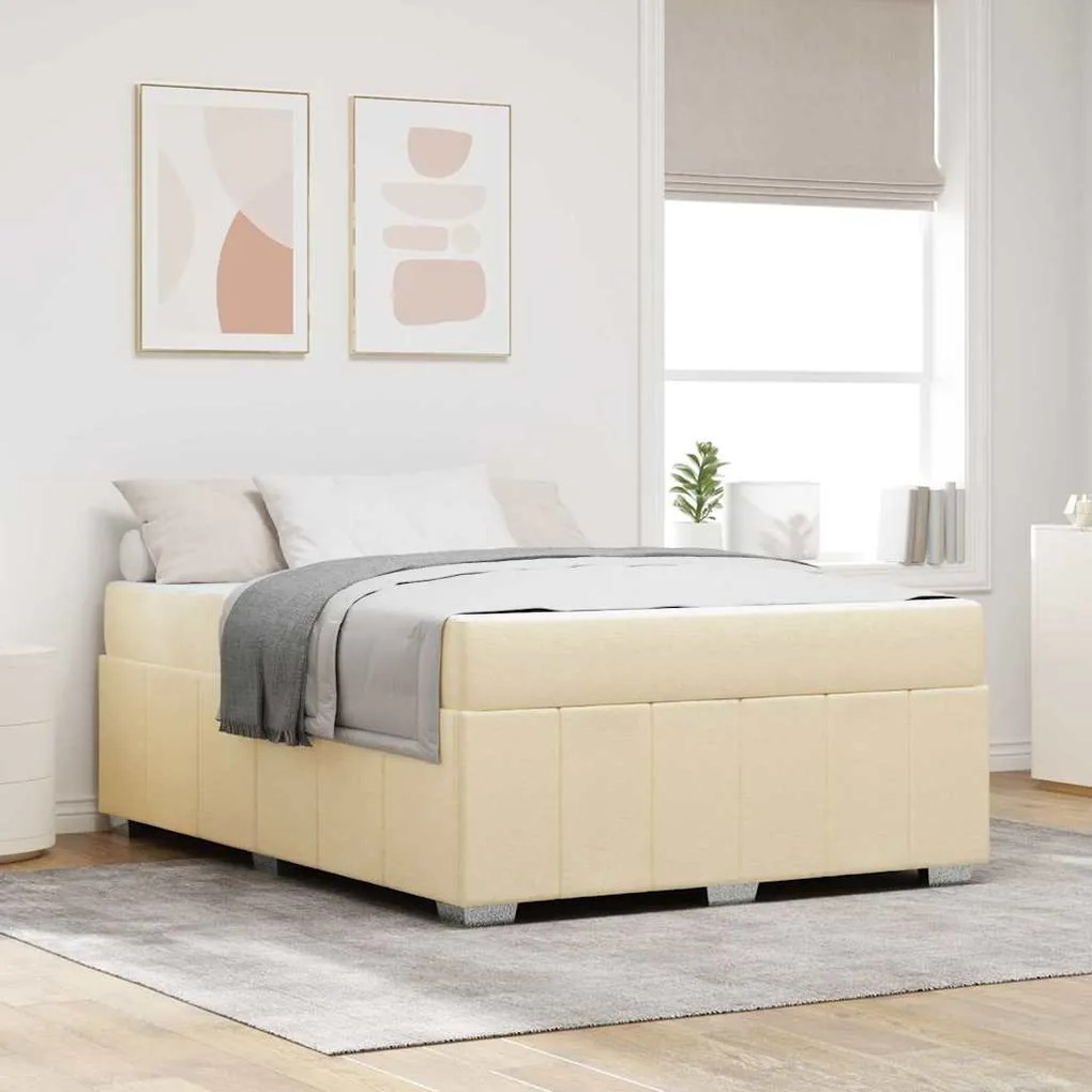 Rám postele s matrací Krémová 140 x 200 cm textil 3398291
