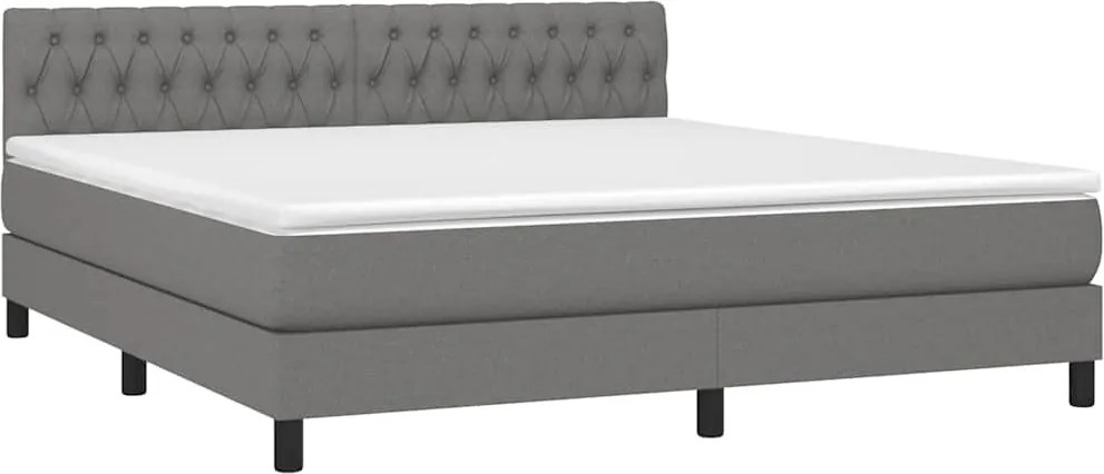 Box spring postel s matrací a LED tmavě šedá 180x200 cm textil 3133414