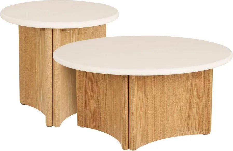 Bílý/v přírodní barvě kulatý konferenční stolek s betonovou deskou ø 80 cm Motril – House Nordic