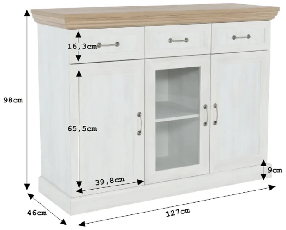 Kondela Komoda, sosna skandinávská / dub divoký, ROYAL K1S