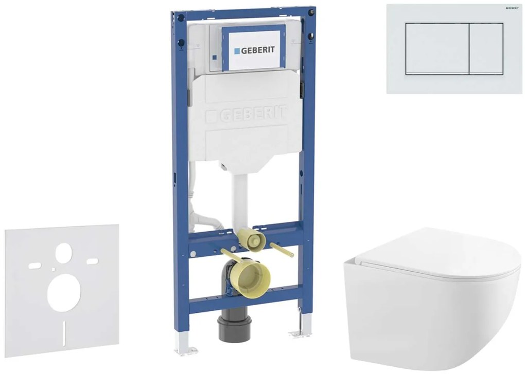 Geberit Duofix - Set předstěnové instalace, kompaktního klozetu Gaia a sedátka softclose, tlačítko Sigma20, bílá/bílá mat SANI11CA3149B