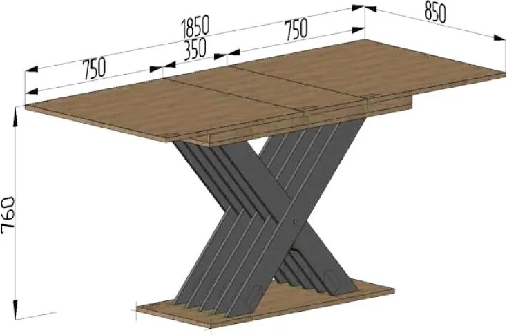 VerDesign ROAD rozkládací jídelní stůl, kraft zlatý/antracit