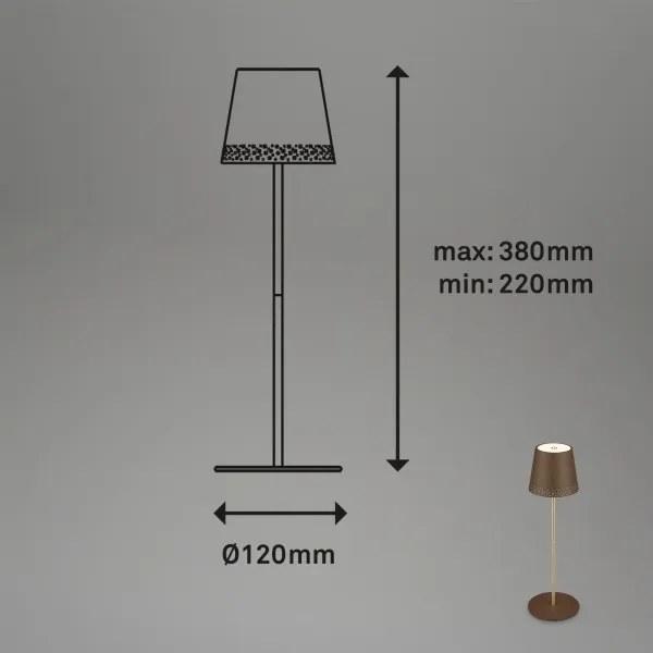 Brilo - LED St nab dotyk stolní lampa KIKI LED/2,6W/5V IP44 2600 mAh hnědá