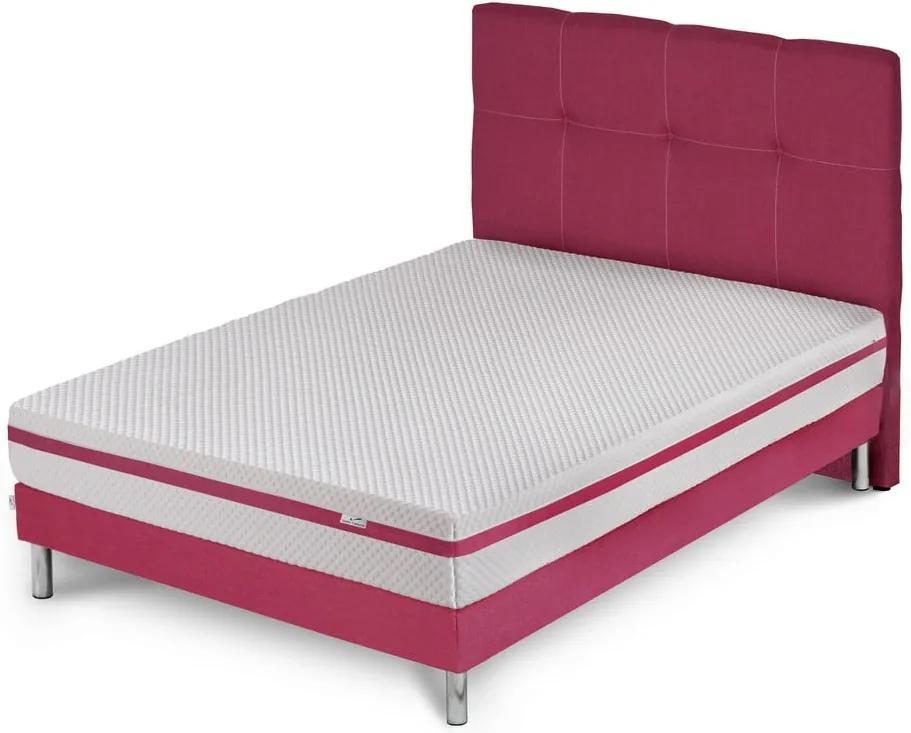 Růžová postel s matrací Stella Cadente Pluton, 160 x 200 cm