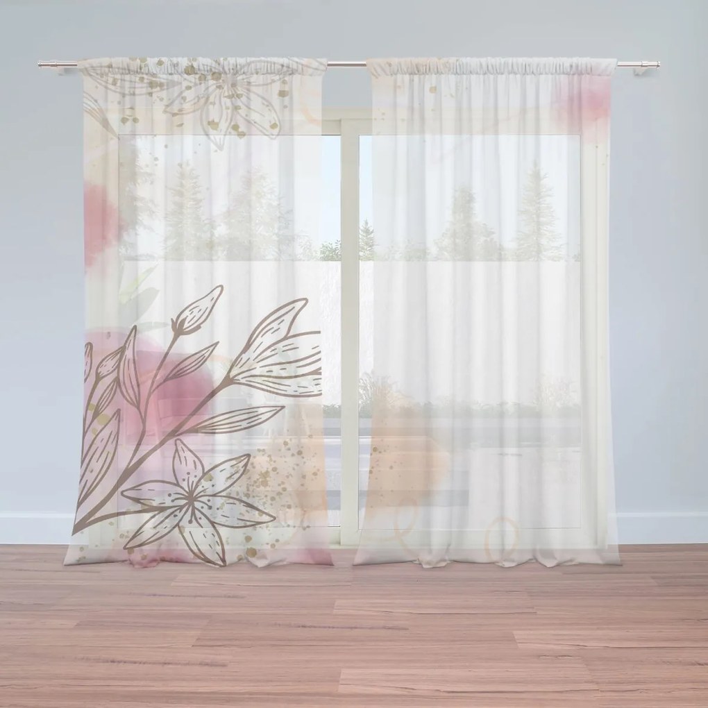 Sablio Záclony Jarní akvarel: 2ks 150x250cm