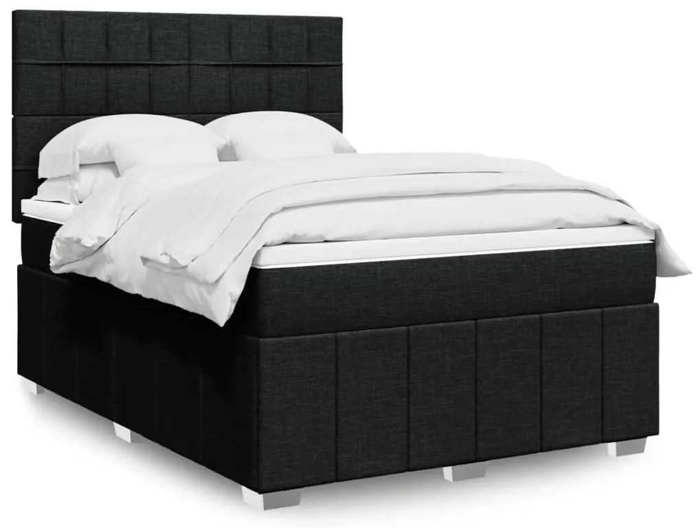 Box spring postel s matrací černá 140x200 cm textil 3293993