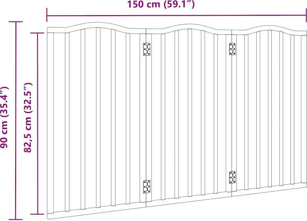 vidaXL Zábrana pro psy skládací 3 panely 150 cm topolové dřevo [352230] Barva: hnědý dub