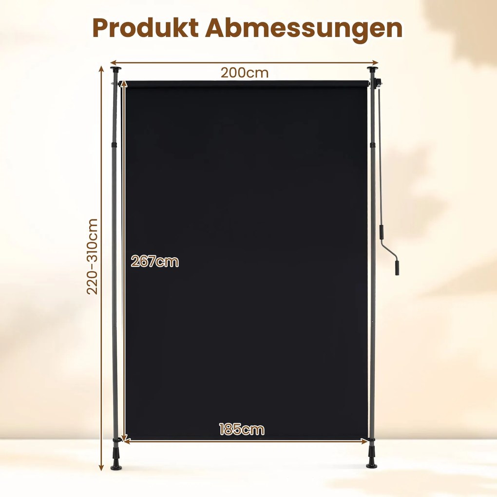 Costway Vertikální markýza Venkovní Vertikální markýza 200 x 220-310 cm Výškově