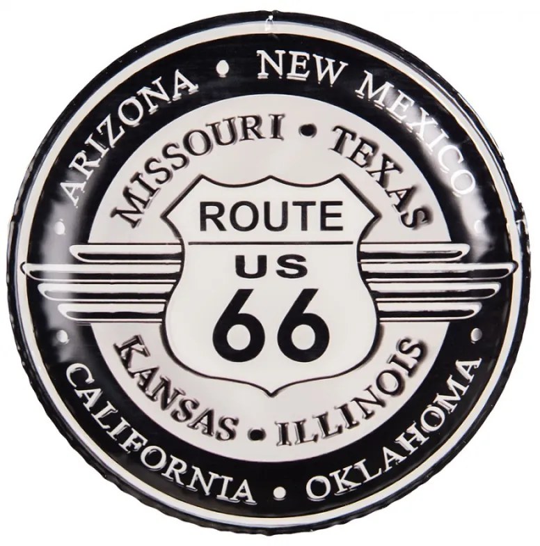Nástěnná kovová cedule na zeď Route 66 – 35x2 cm