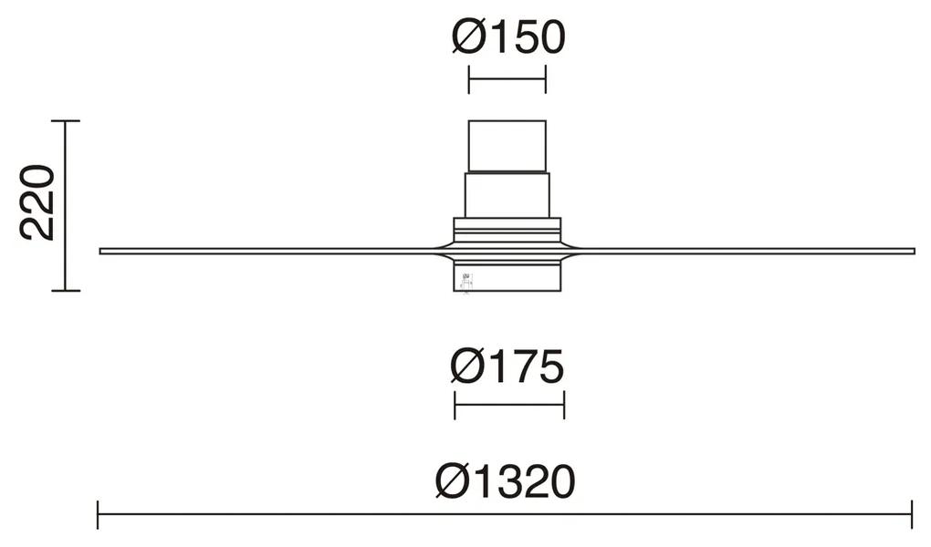 Exo 1074B-W4135B-01-57 stropní reverzní ventilátor Mistral DC s LED osvětlením, javorové dřevo, bílý, 24W, 2700K, 3200K, 4000K, ø132cm