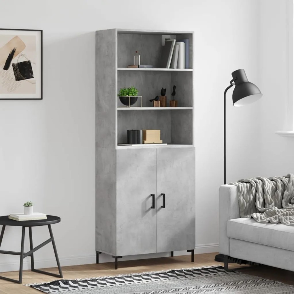 Skříň highboard betonově šedá 69,5x34x180 cm kompozitní dřevo