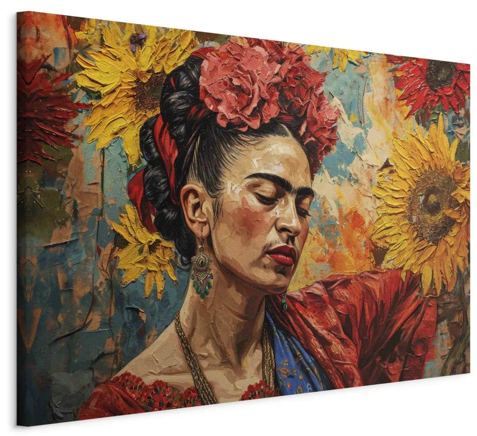 Frida Kahlo - Woman Against a Background of Sunflowers in the Style of Van Gogh’s Paintings [Large Format]