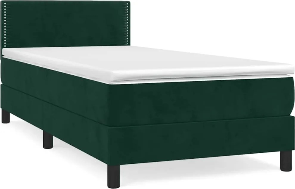 Box spring postel s matrací tmavě zelená 80 x 200 cm samet 3141212