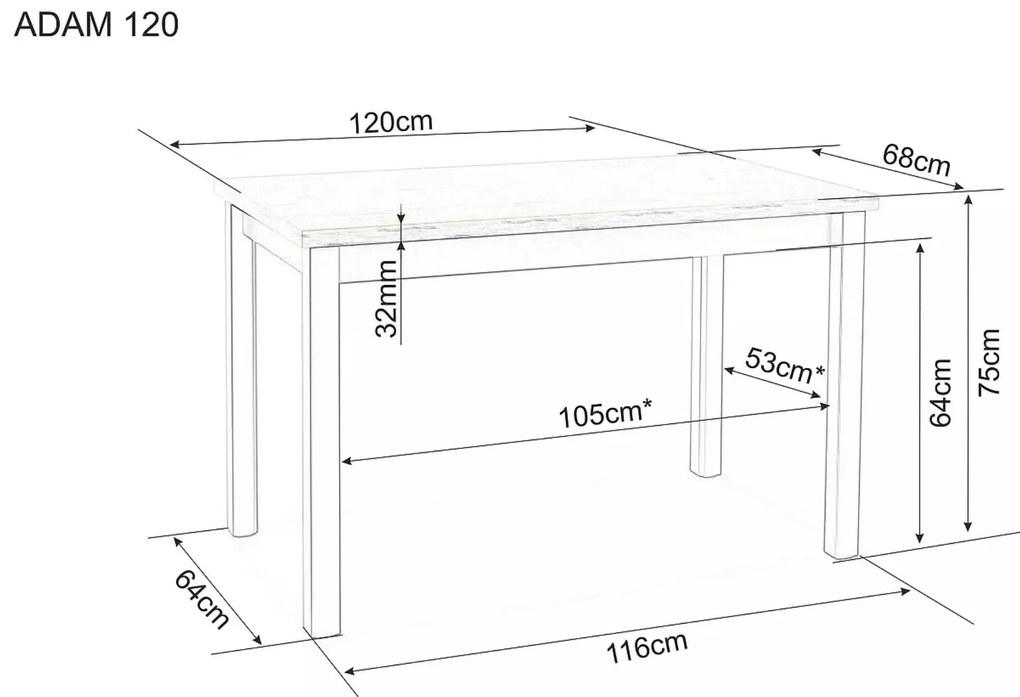Jídelní stůl Adam 120 cm dub artisan/černý