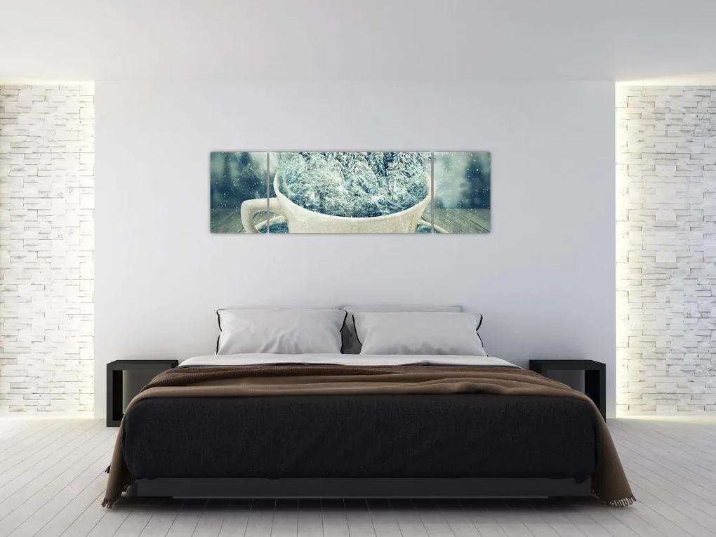 Obraz - Zimní svět v hrníčku (170x50 cm)