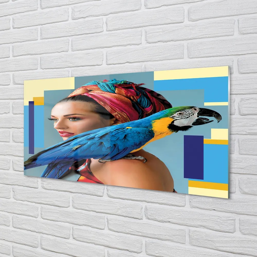 akrylový obraz Papoušek na rameni 100x50 cm