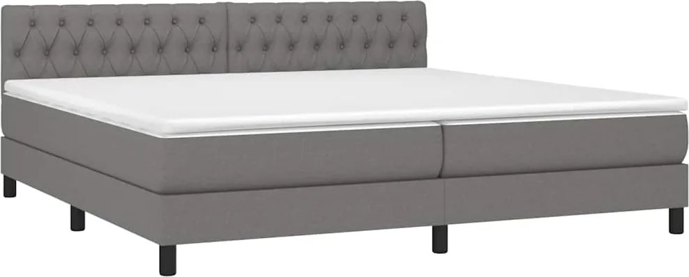 Box spring postel s matrací a LED tmavě šedá 200x200 cm textil 3133422