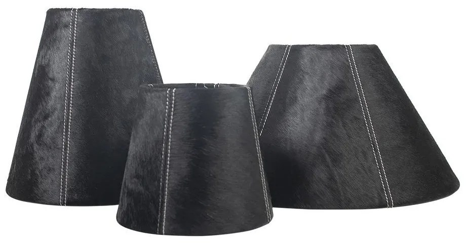 Černé stínidlo lampy z hovězí kůže - Ø18*Ø13*15cm / E27
