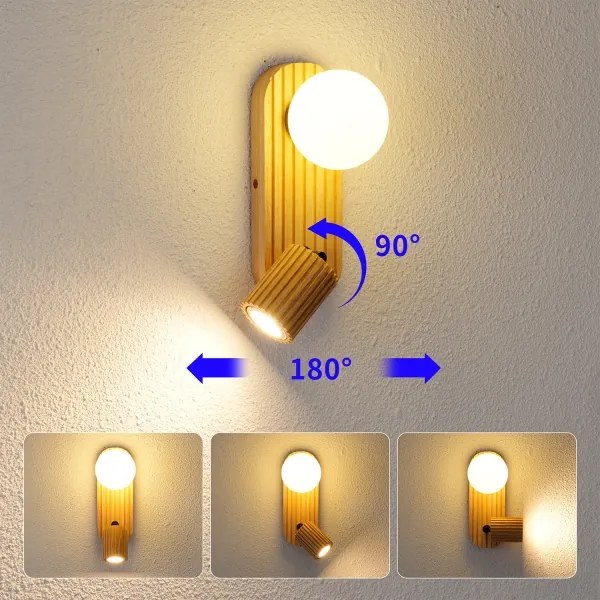 Brilagi - Nástěnné bod. svítidlo MODERN WOOD 1xG9/5W/230V+1xGU10/8W dřevo