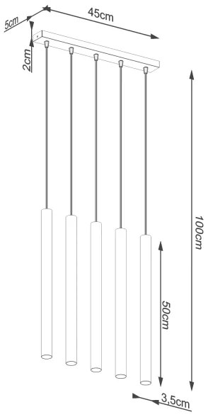 Sollux SL.1274 - Lustr na lanku PASTELO 5xG9/8W/230V beton