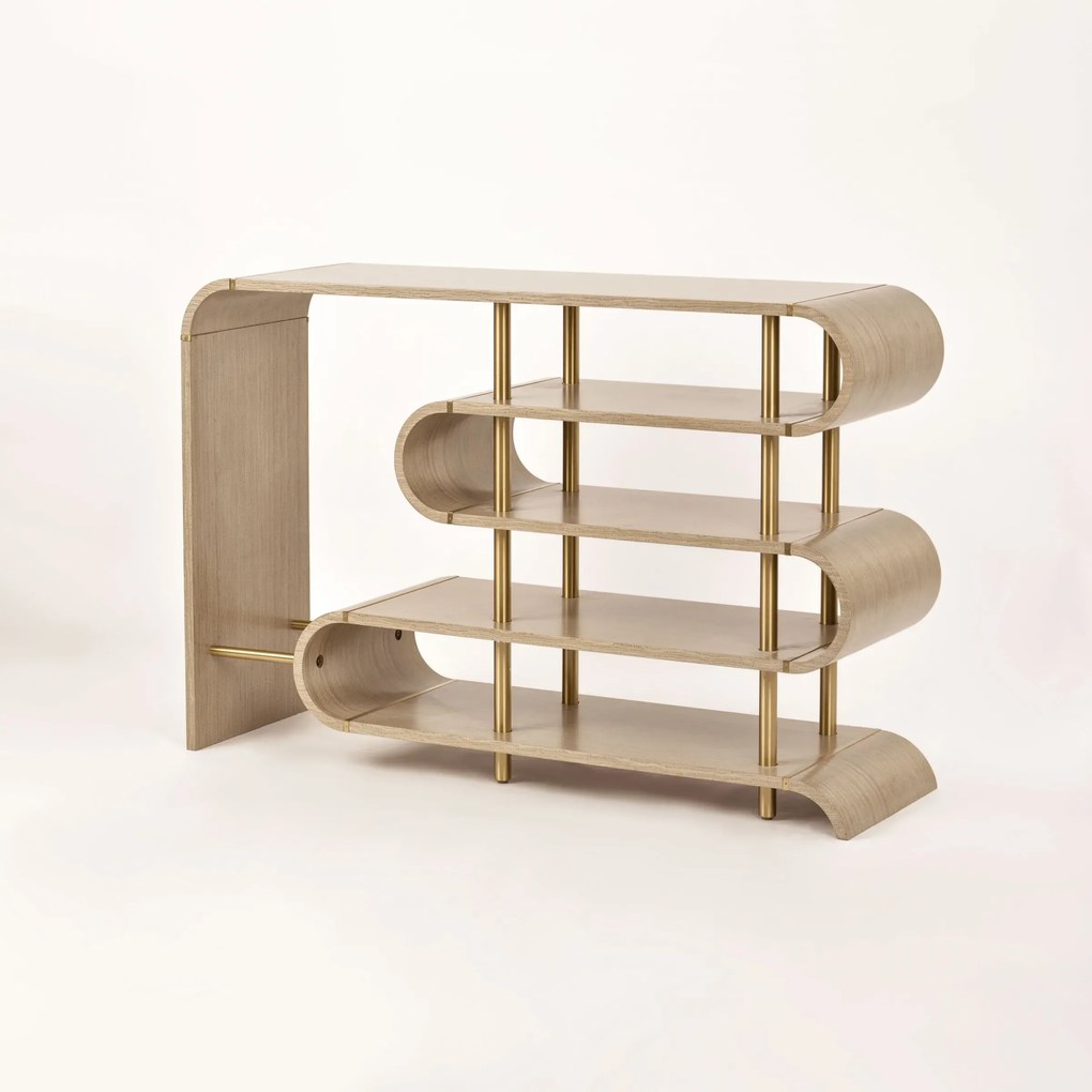 Designový konzolový stolek Stilig ST962 122 cm béžový/zlatý