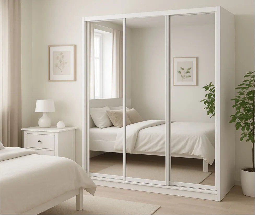Skříň Rim-Veneziano 3D 1.8 m se zrcadlem, bílá
