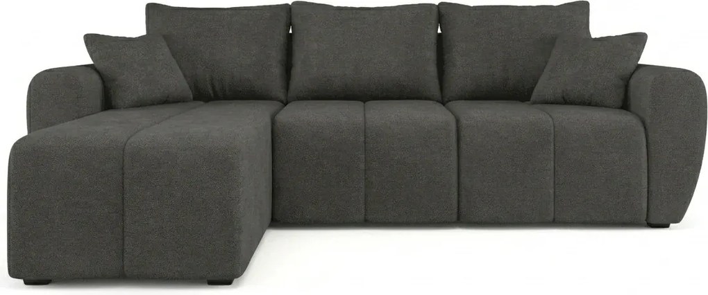 Rozkládací oboustranná sedací souprava do L SEVIO 246x145 cm, tmavě šedá + 2 polštářky ZDARMA
