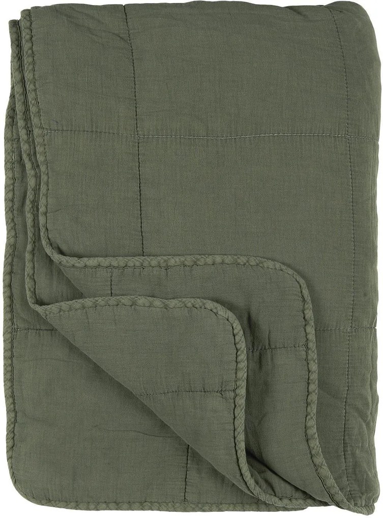 IB LAURSEN Prošívaný přehoz Dusty Chalk Green 130×180 cm, zelená barva, textil