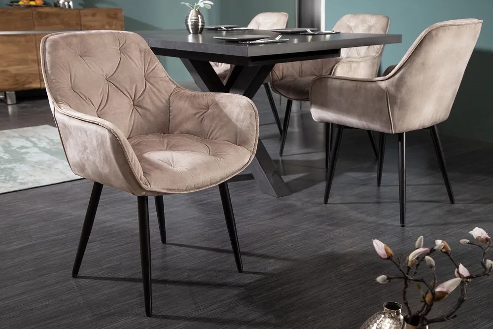 Designová židle Garold šampaňský samet - Skladem