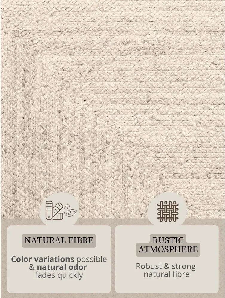 Krémový oboustranný/ručně tkaný jutový koberec 80x150 cm Juno – Hanse Home