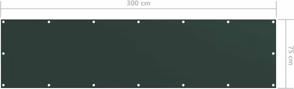 Balkónová zástěna tmavě zelená 75 x 300 cm oxfordská látka 134996