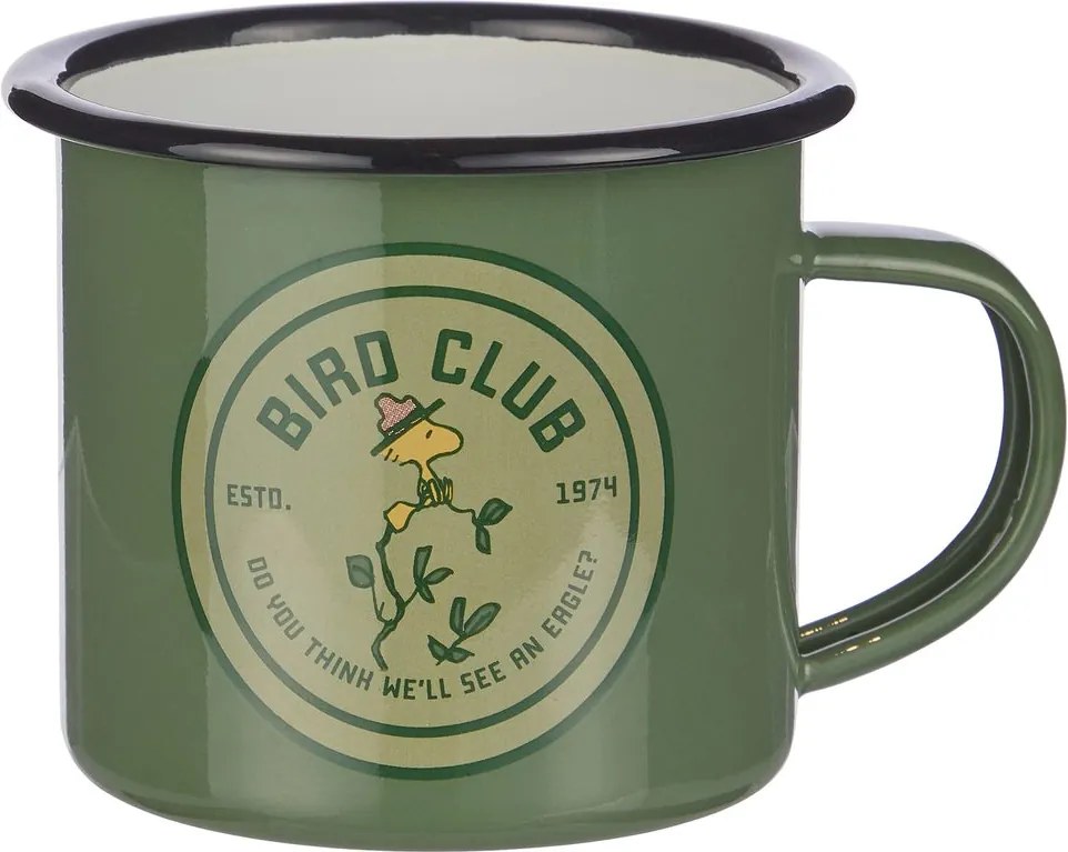 PEANUTS Hrnek smaltovaný "Bird Club" 380 ml - zelená