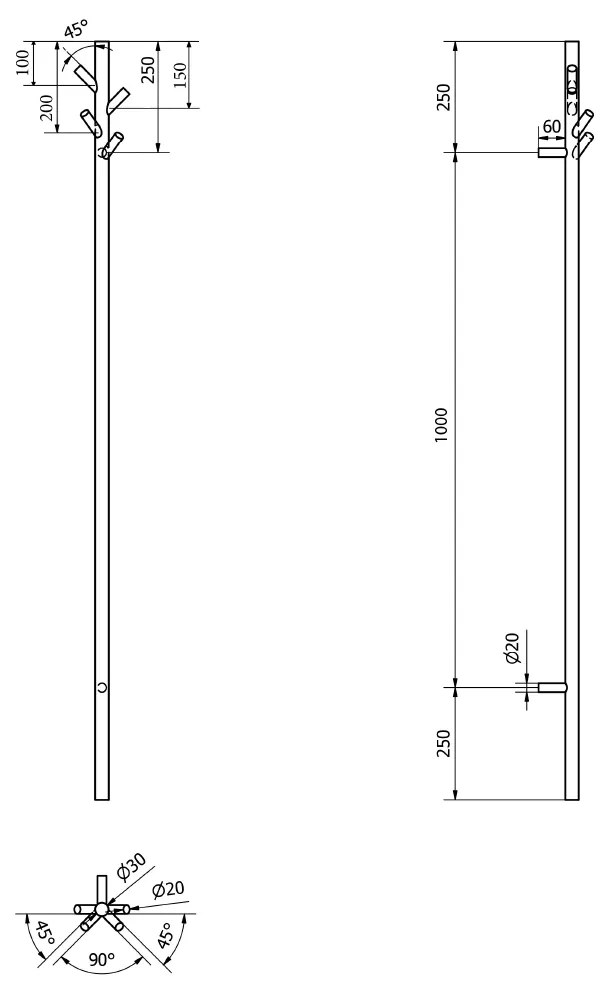 Sapho PASADOR elektrický sušák ručníků, kulatý, 150x1500 mm, 30 W, černá mat ER175BV