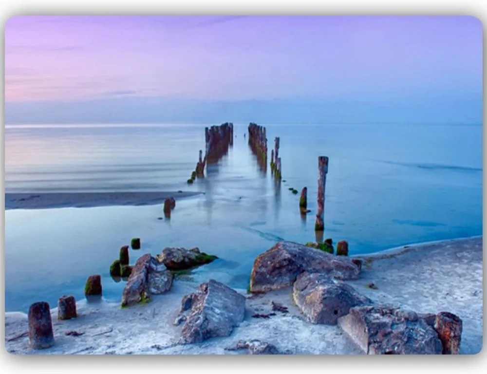 CARO Kovový obraz - Old Pier On The Coast Of The Baltic Sea 60x40 cm